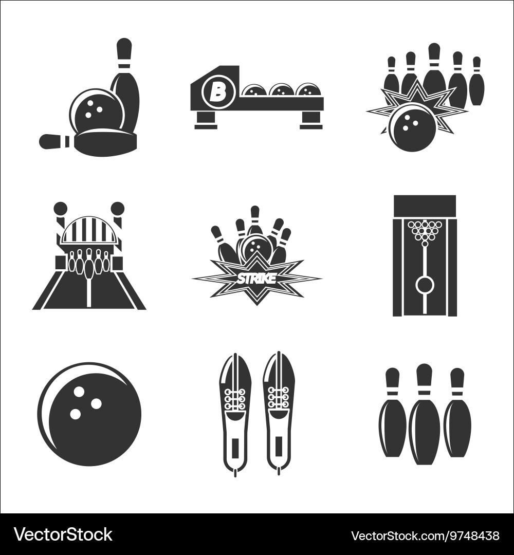 Bowling icon set Royalty Free Vector Image - VectorStock