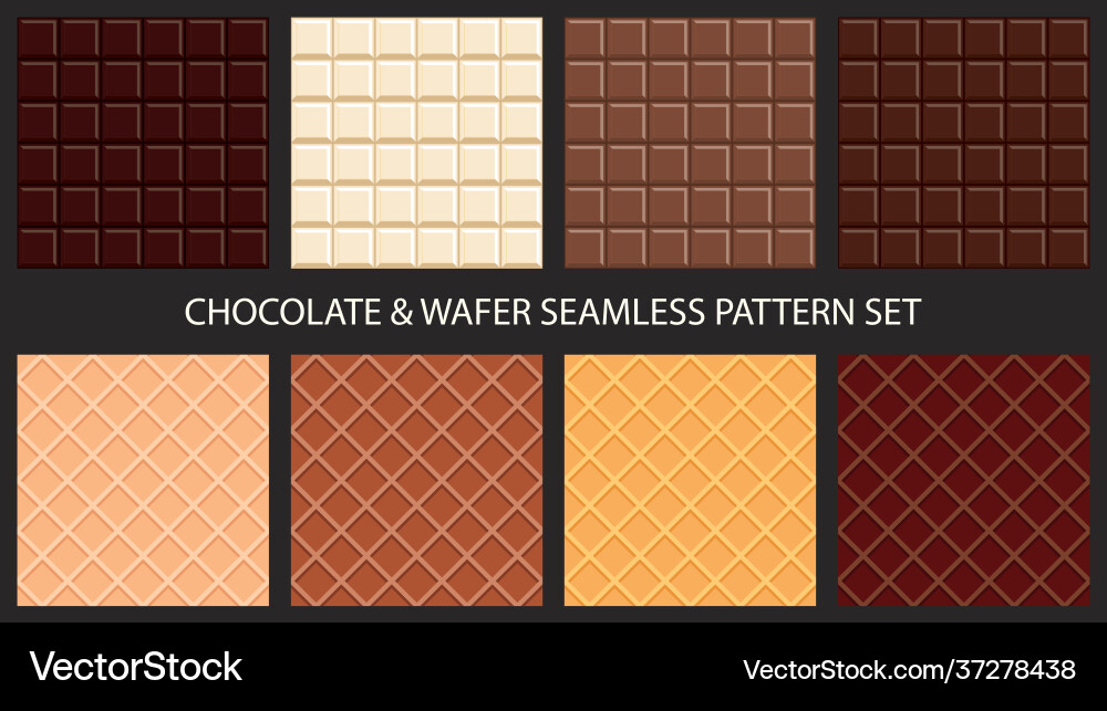 Schokolade Bar und Wafer nahtlose Muster-Set Vektorbild