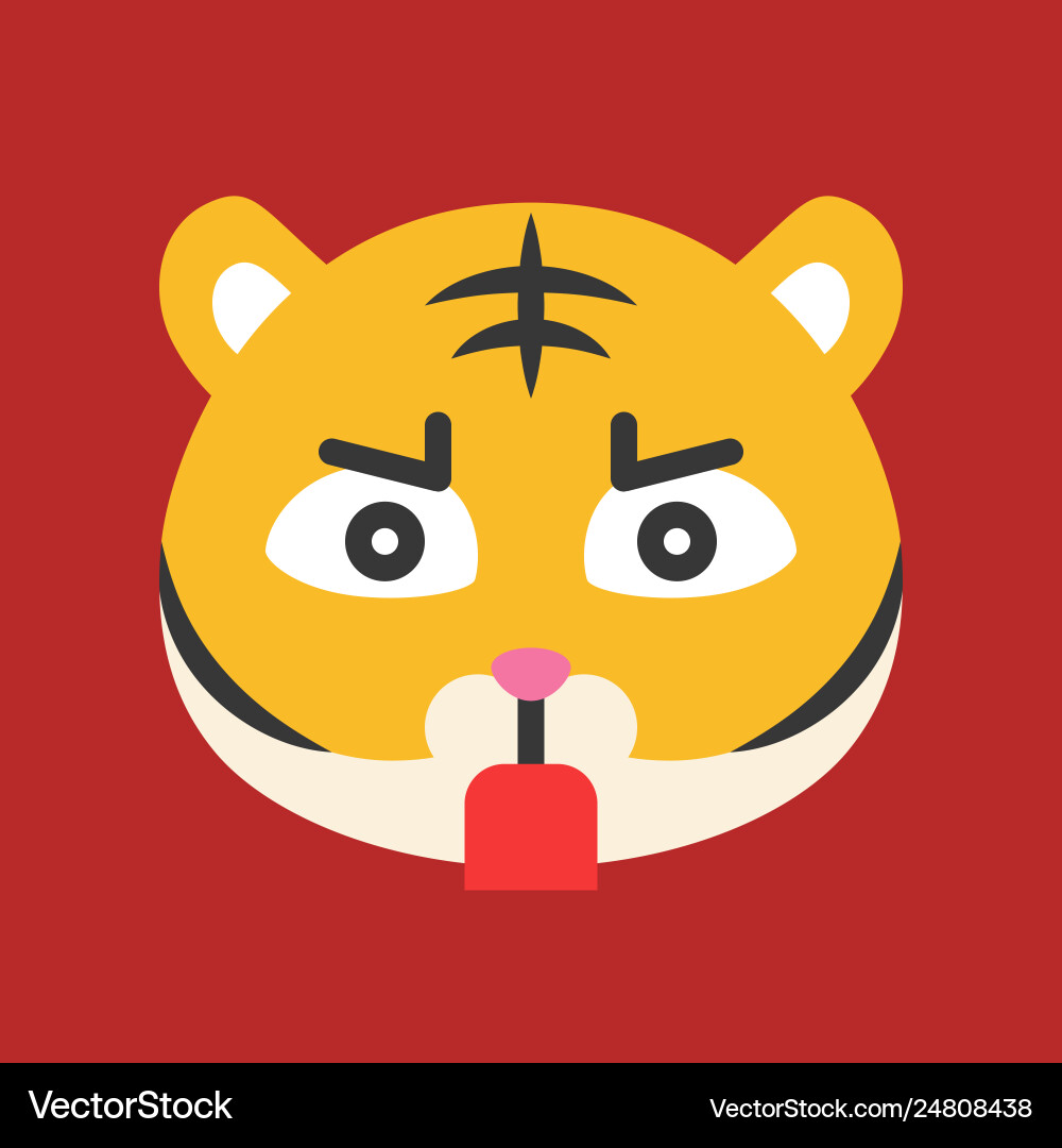 Cute tiger emoticon flat style Royalty Free Vector Image