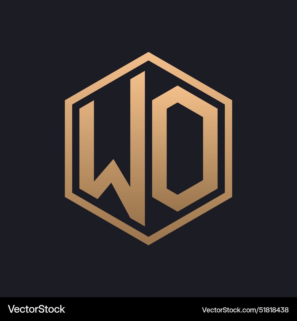 Elegant hexagon letter wo logo design initial Vector Image