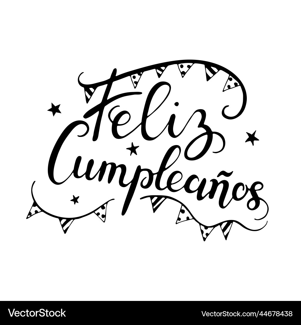 Feliz Cumpleanos Happy Birthday In Spanish Vector Image