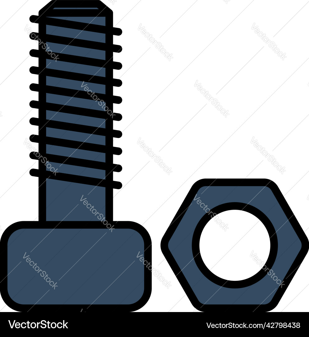 Icon of bolt and nut Royalty Free Vector Image