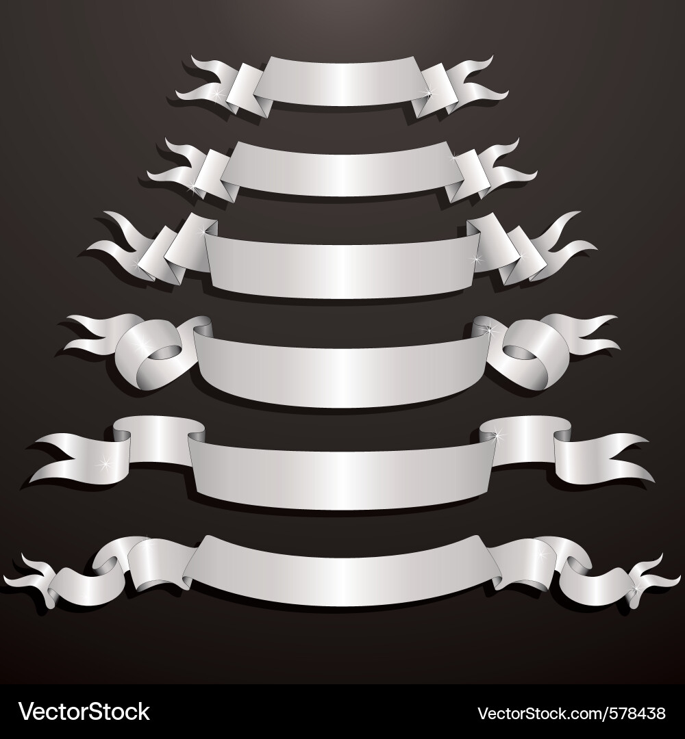 Isolated metallic ribbons set Royalty Free Vector Image