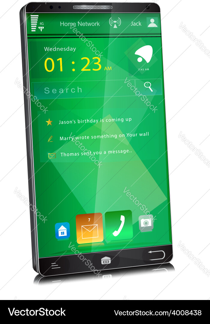 Mobile phone with thin display bezel Royalty Free Vector