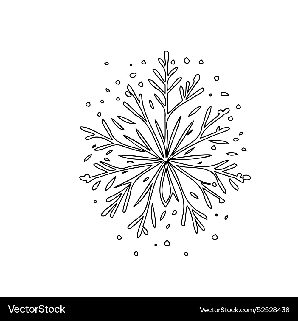 Snow flake outline sketch Royalty Free Vector Image