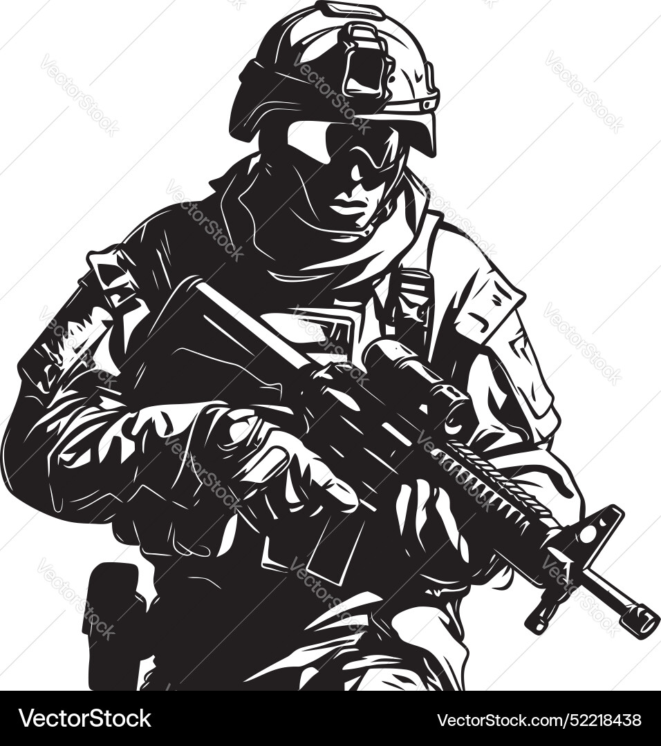 Warrior mark black insignia for combat soldiers Vector Image