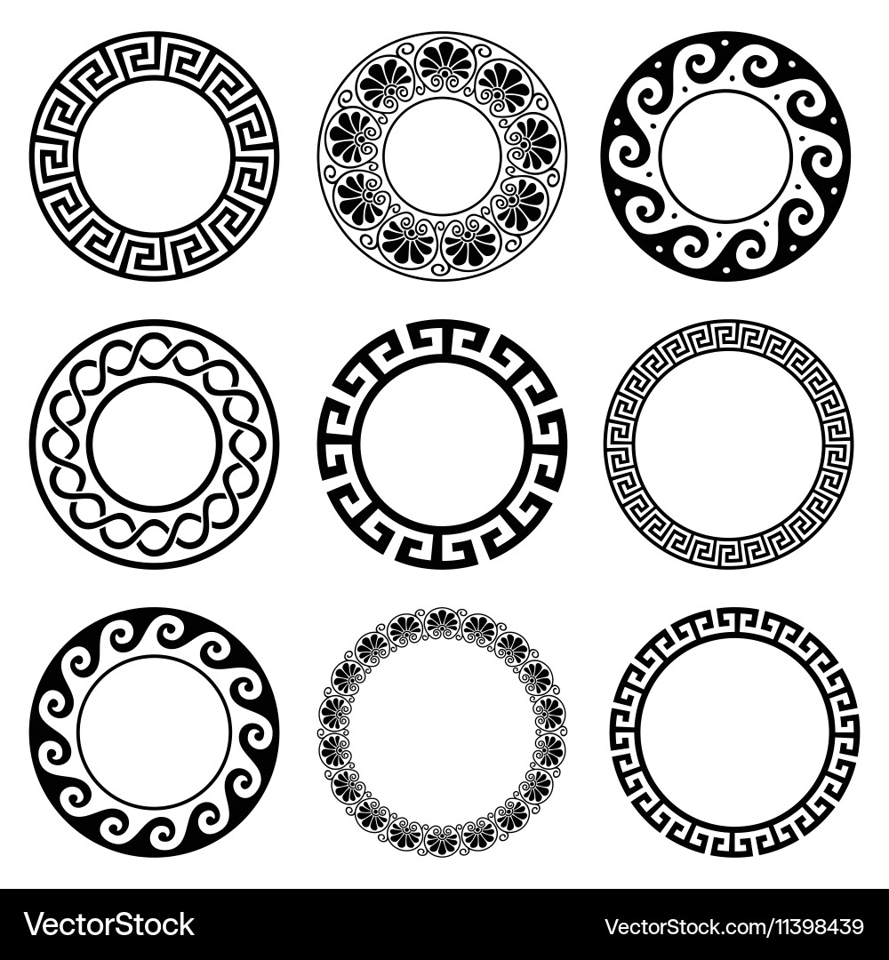 Ancient greek round pattern - seamless set Vector Image