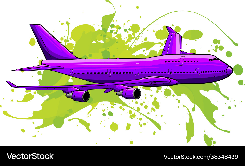 Art colored airplane flying Royalty Free Vector Image