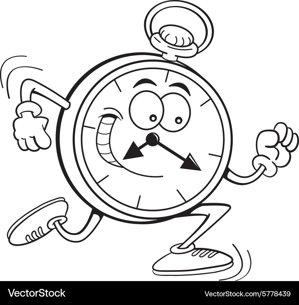 Cartoon running clock Royalty Free Vector Image