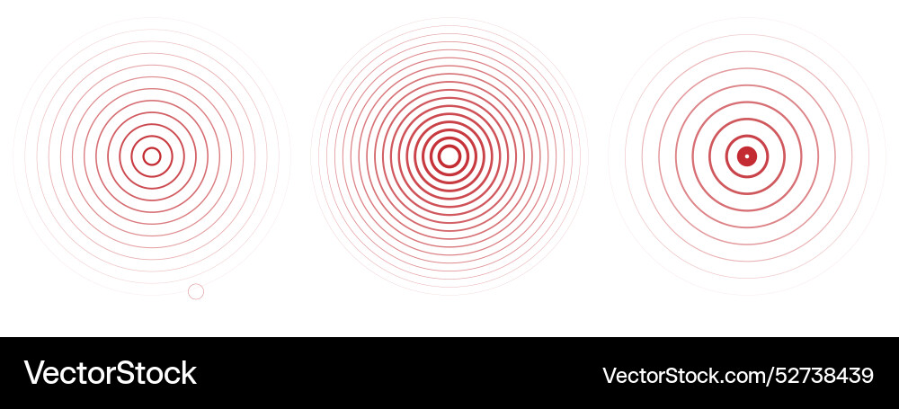 Concentric ripple circles set seismic earthquake Vector Image