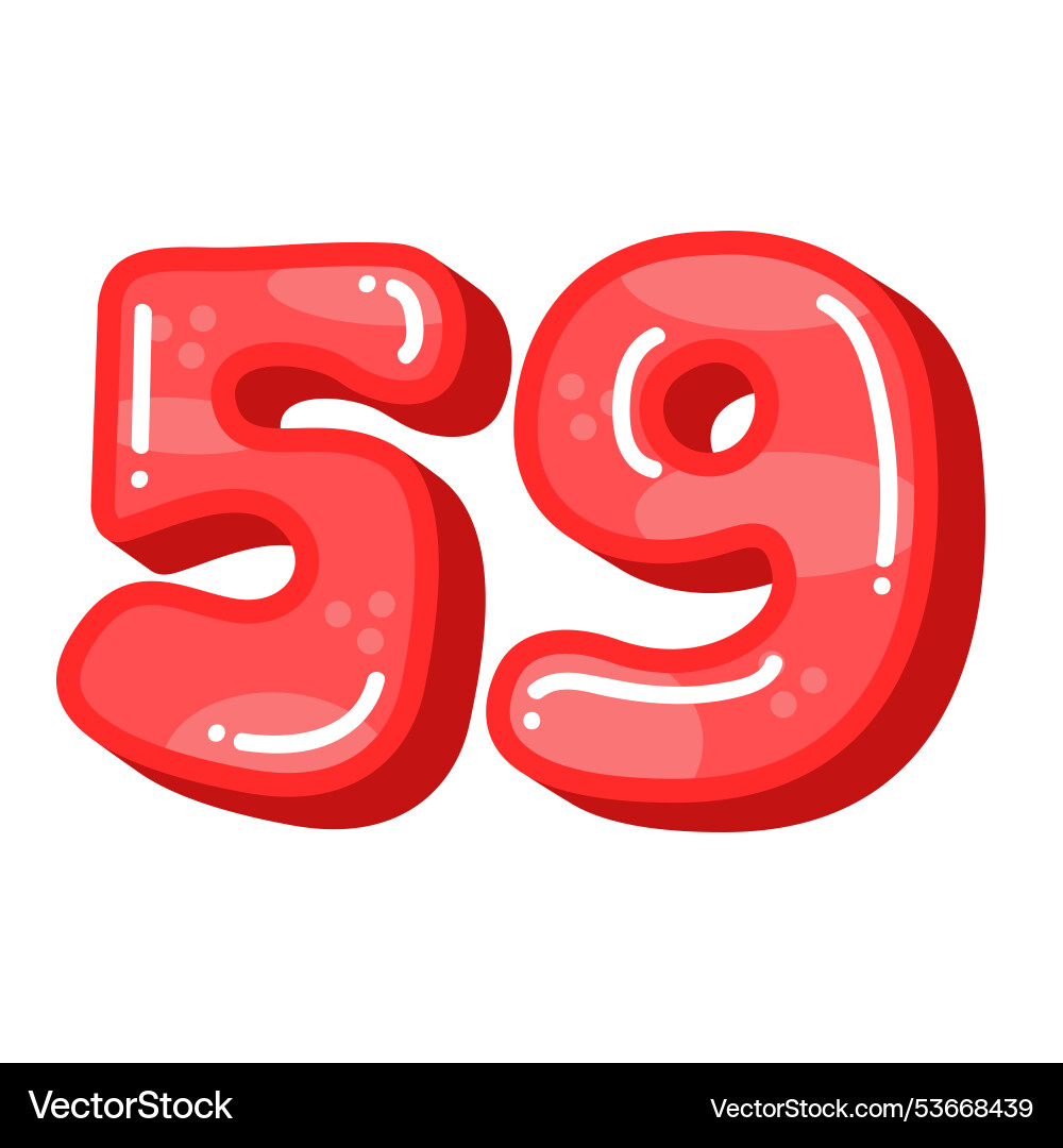 Cute glossy number 59 fifty nine image Royalty Free Vector