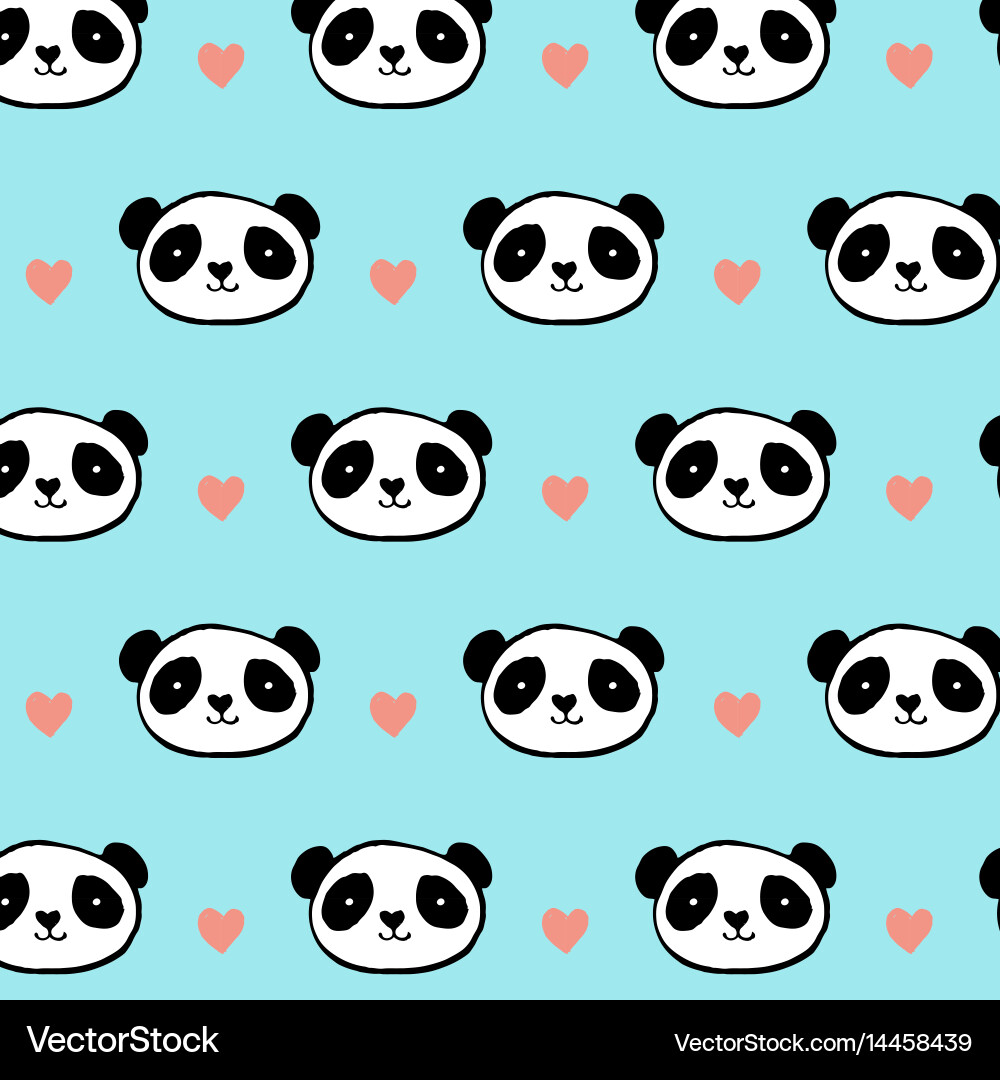 Cute panda bear seamless pattern Royalty Free Vector Image