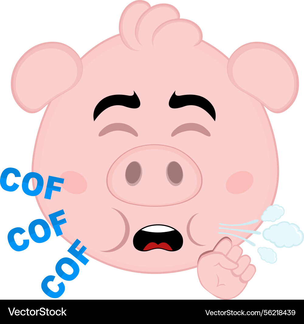 Emoji pig character cough cof Royalty Free Vector Image