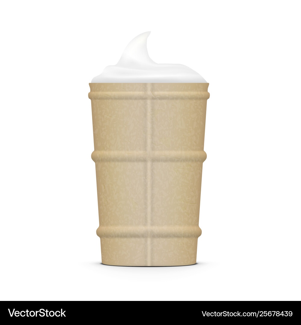 Realistic vanilla ice cream cup with shadow Vector Image