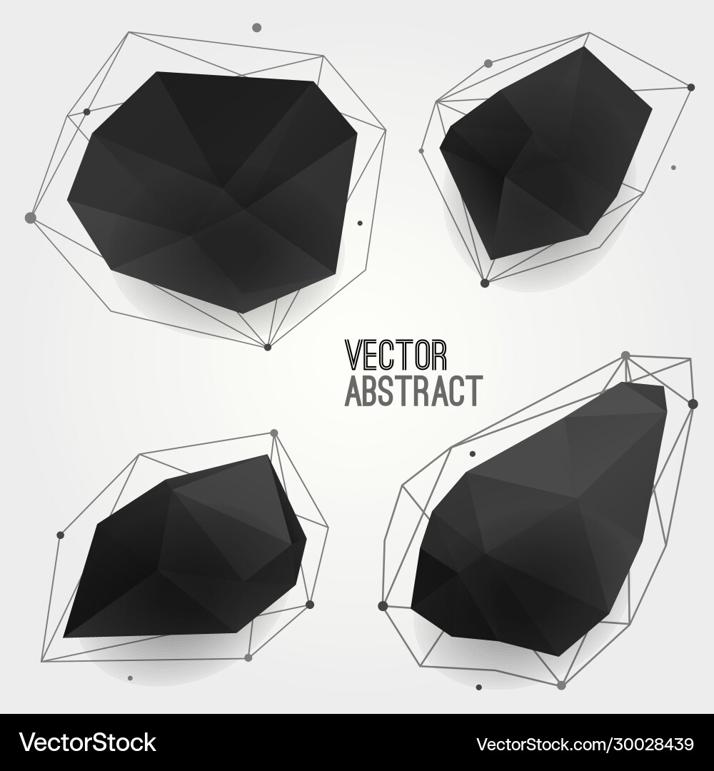 Set abstract modern black crystal shapes Vector Image
