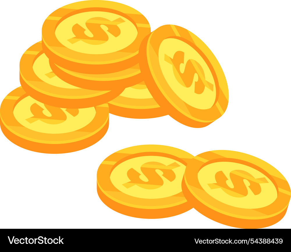 Several gold coins with dollar symbol embossed Vector Image