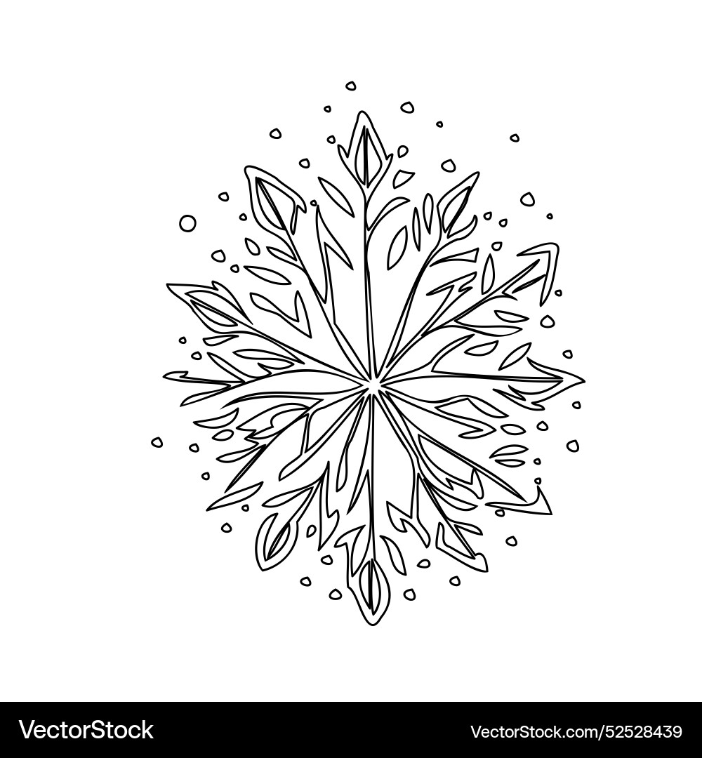 Snow flake outline sketch Royalty Free Vector Image