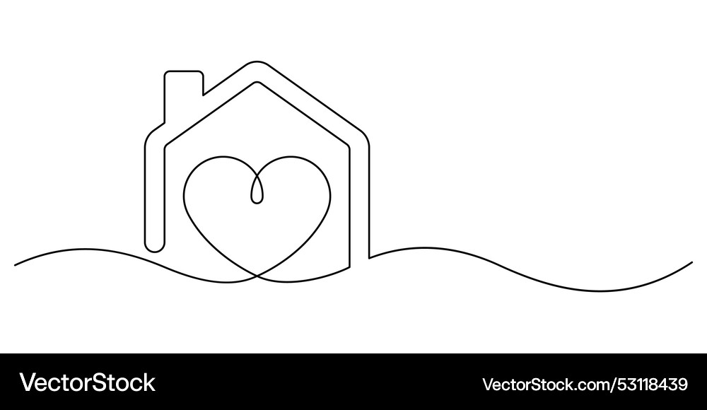 Sweet home concept one line drawing Royalty Free Vector