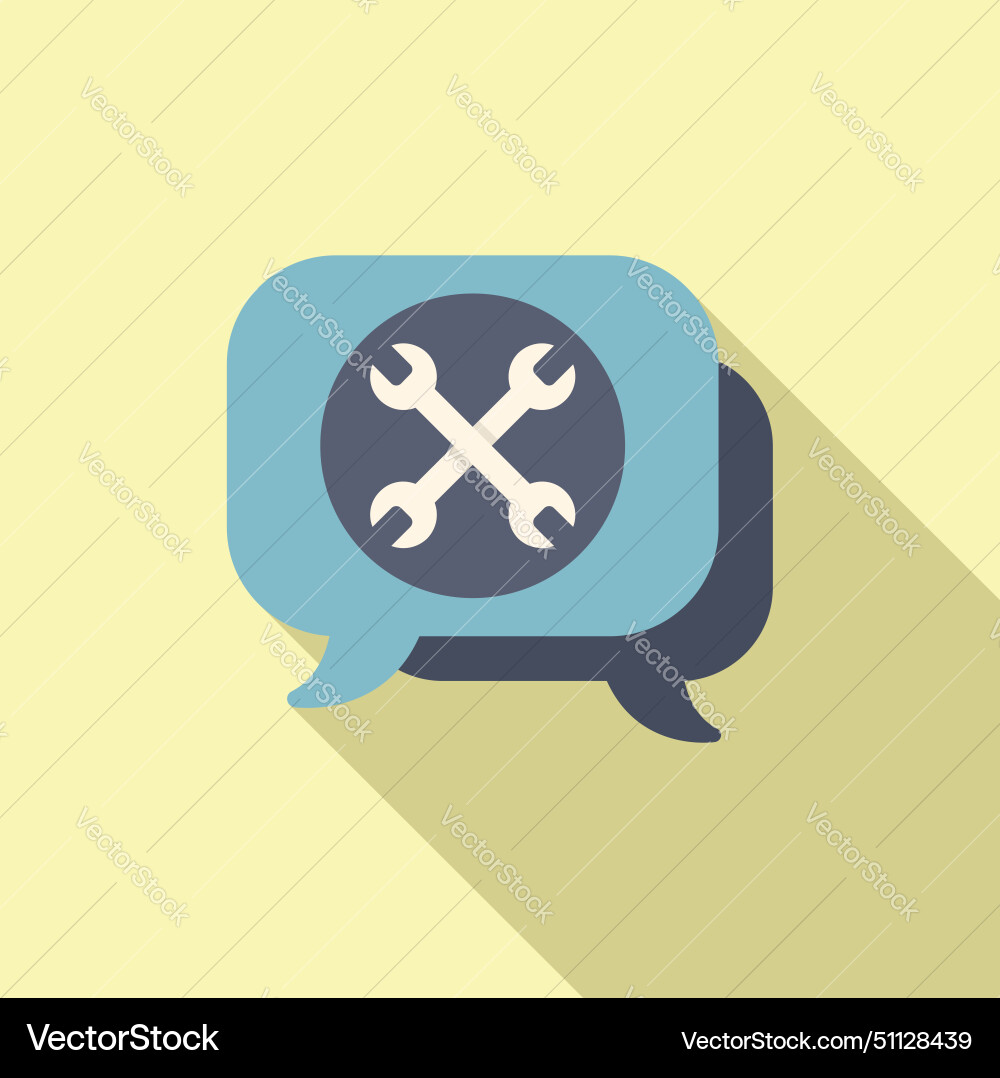 Tech chat support icon flat call center Royalty Free Vector
