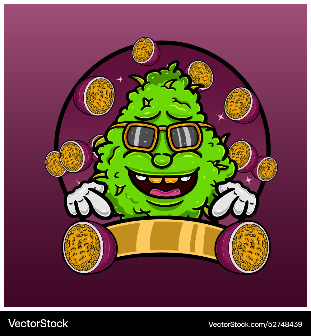 Weed bud cartoon with passion fruit flavor Vector Image