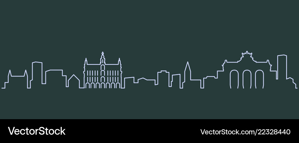 Brussels single line skyline Royalty Free Vector Image