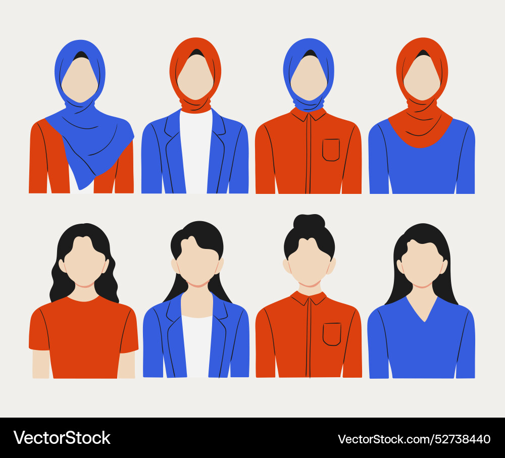 Diverse female avatar set Royalty Free Vector Image