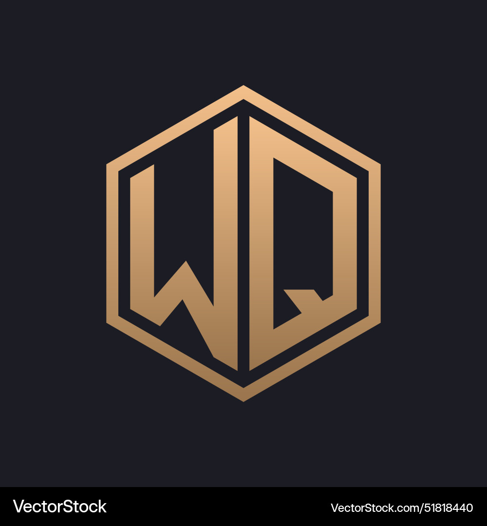 Elegant hexagon letter wq logo design initial Vector Image