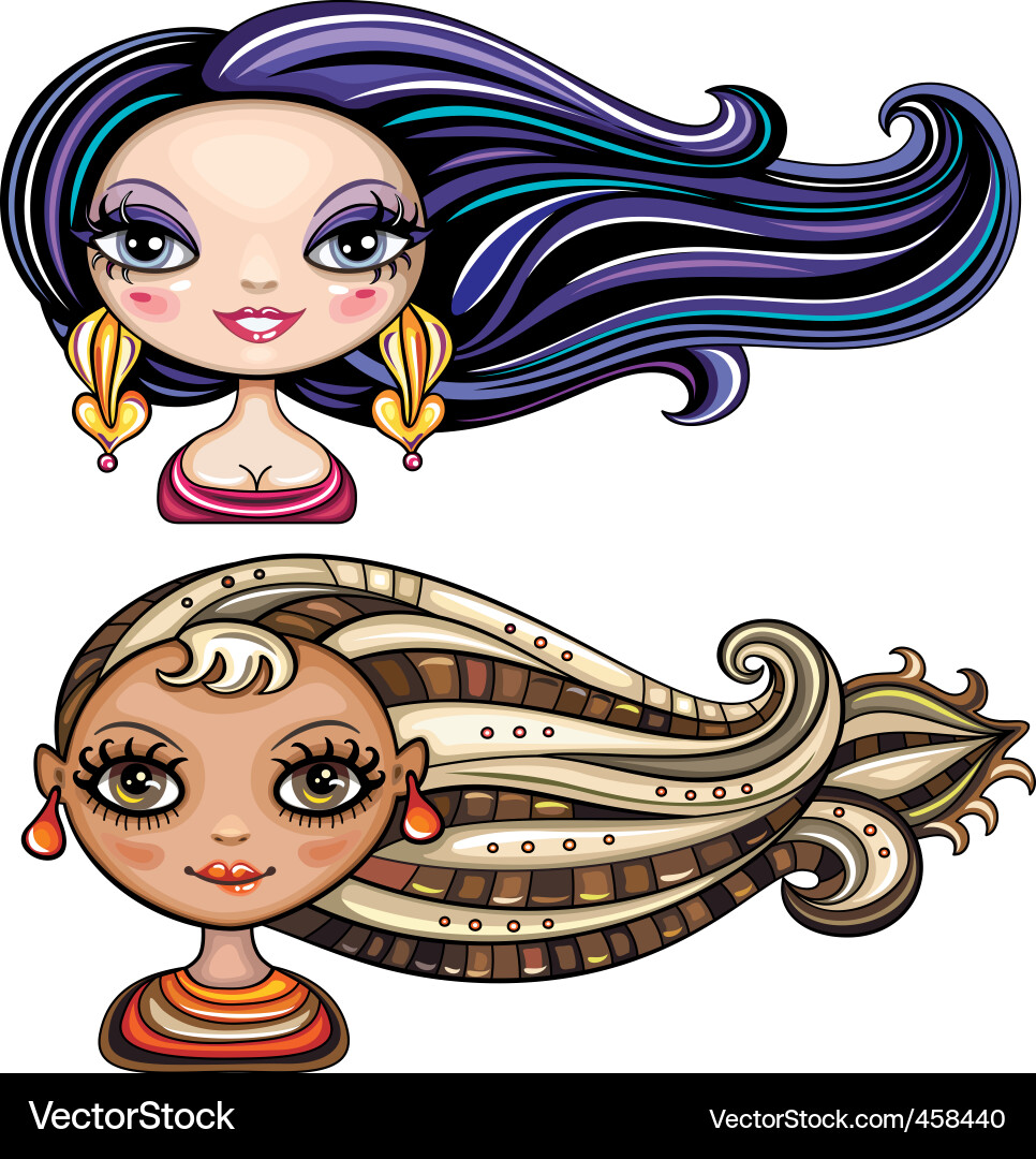 Girls Hairstyles Royalty Free Vector Image Vectorstock