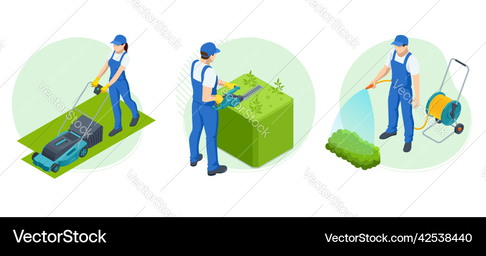 Isometric agricultural work gardener Royalty Free Vector