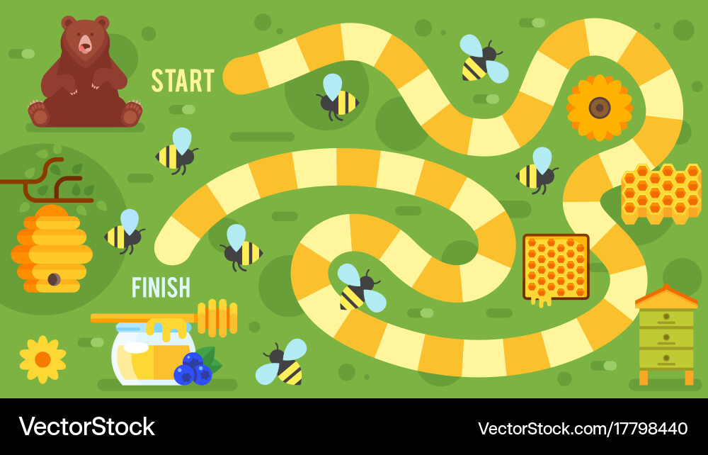 Kids Honey Bee Board Game Royalty Free Vector Image