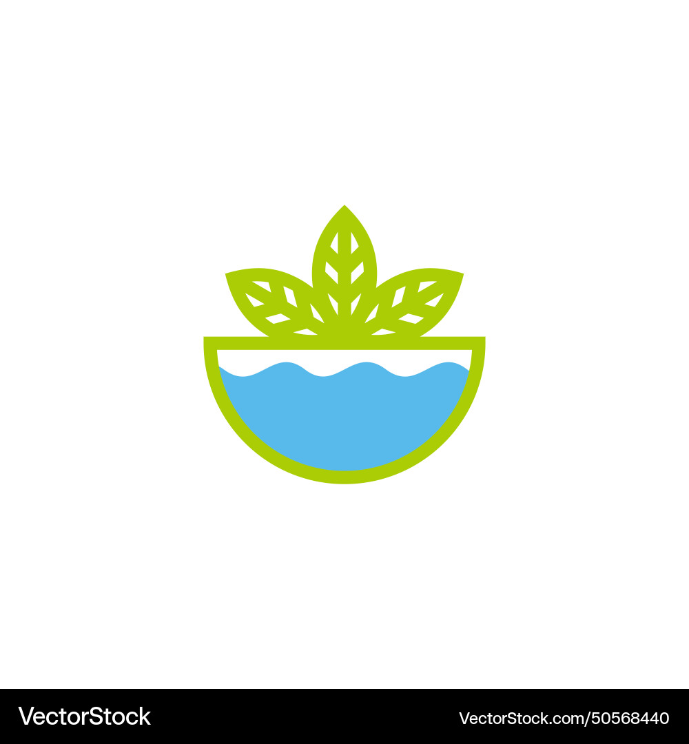 Leaves bowl fresh water soup symbol Royalty Free Vector