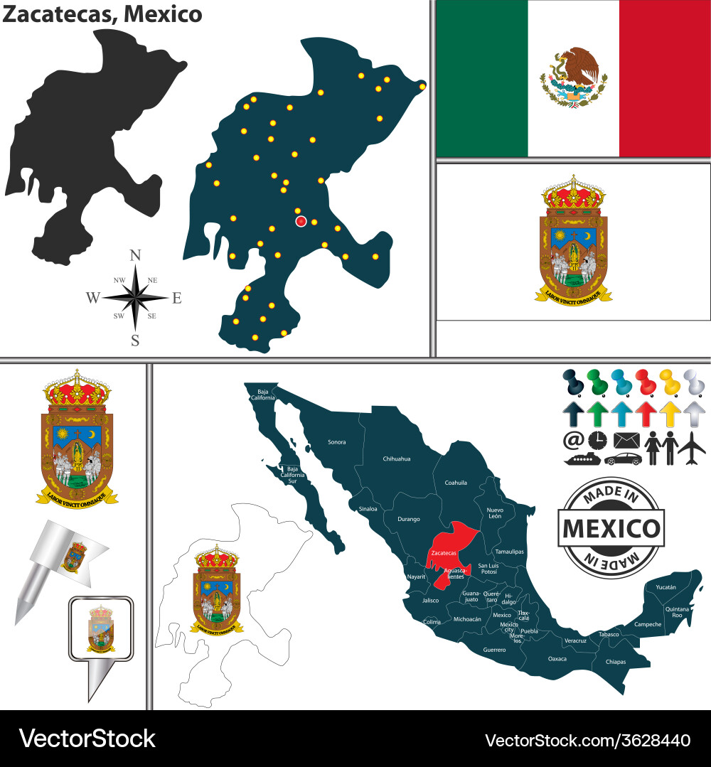 Map of zacatecas Royalty Free Vector Image - VectorStock