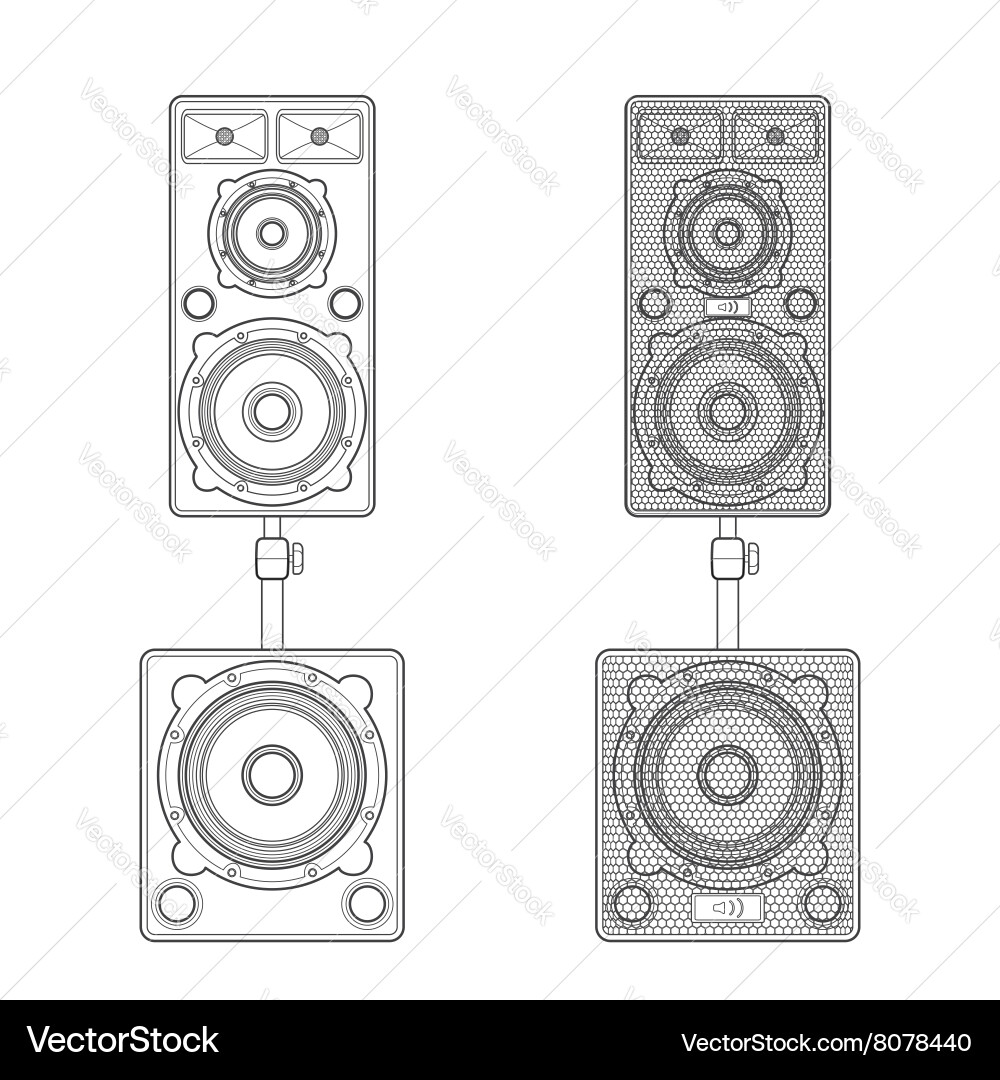 Outline loudspeakers stand subwoofer pair Vector Image