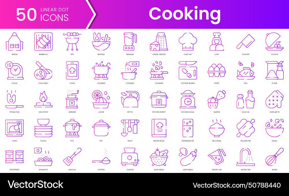 Set of cooking icons gradient style icon bundle Vector Image