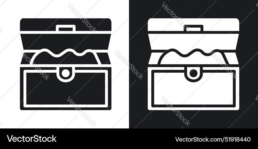 Treasure chest icon set in solid black and white Vector Image