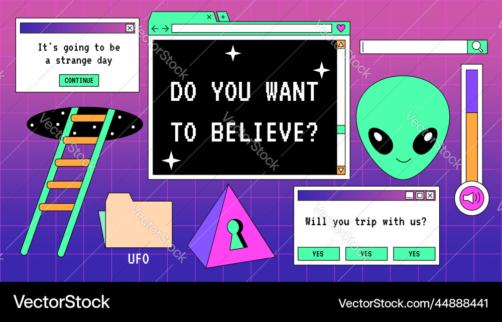 Alien trip desktop Royalty Free Vector Image - VectorStock