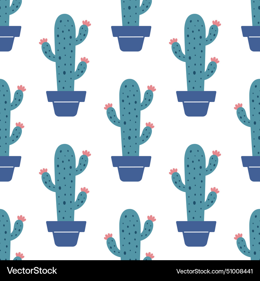Cute cacti in boho style cactus seamless pattern Vector Image