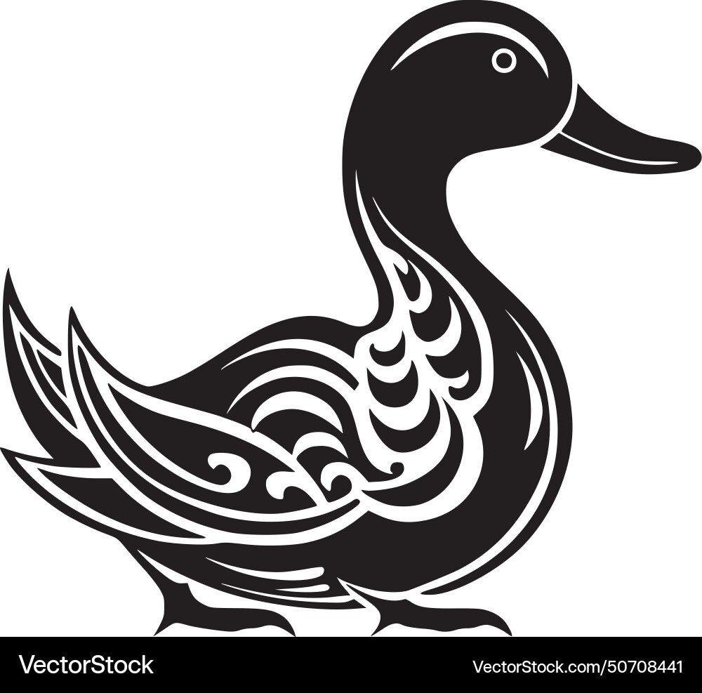 Duck - black and white Royalty Free Vector Image