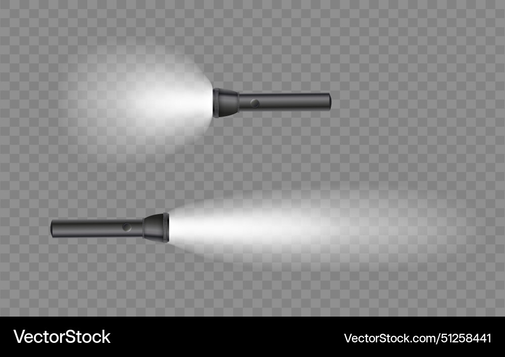 Flashlight on a transparent background shine Vector Image