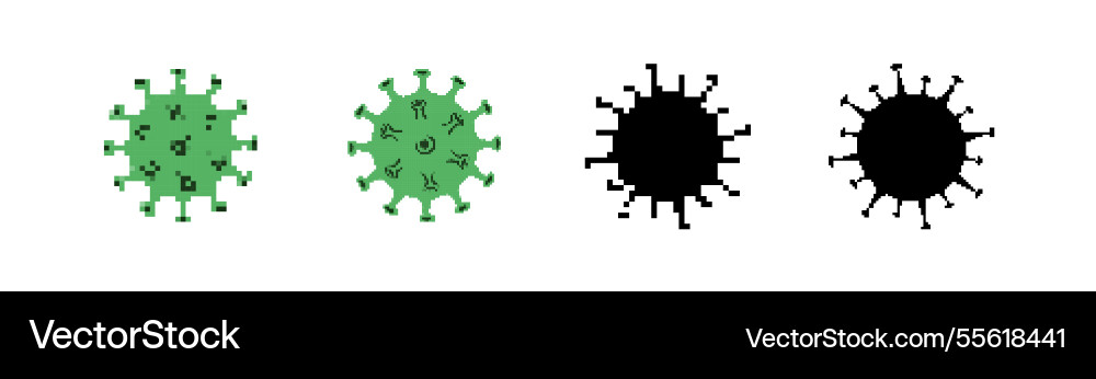 Green virus icon variations in pixel and Vector Image