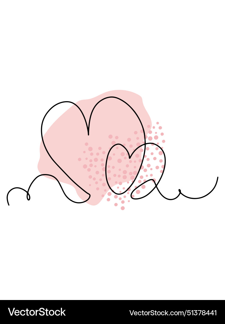 Hearts with abstract pink spots line art one Vector Image