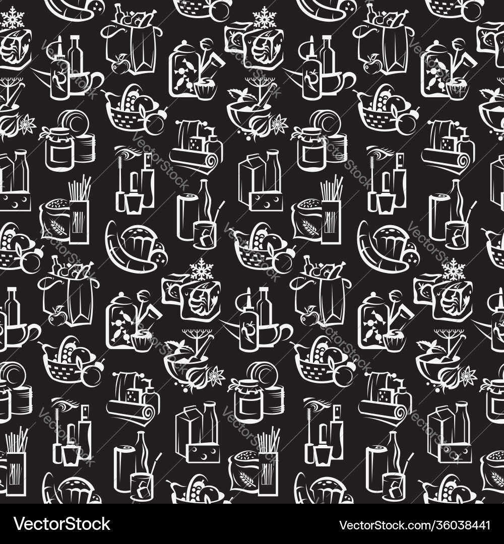 Seamless pattern food and goods Royalty Free Vector Image