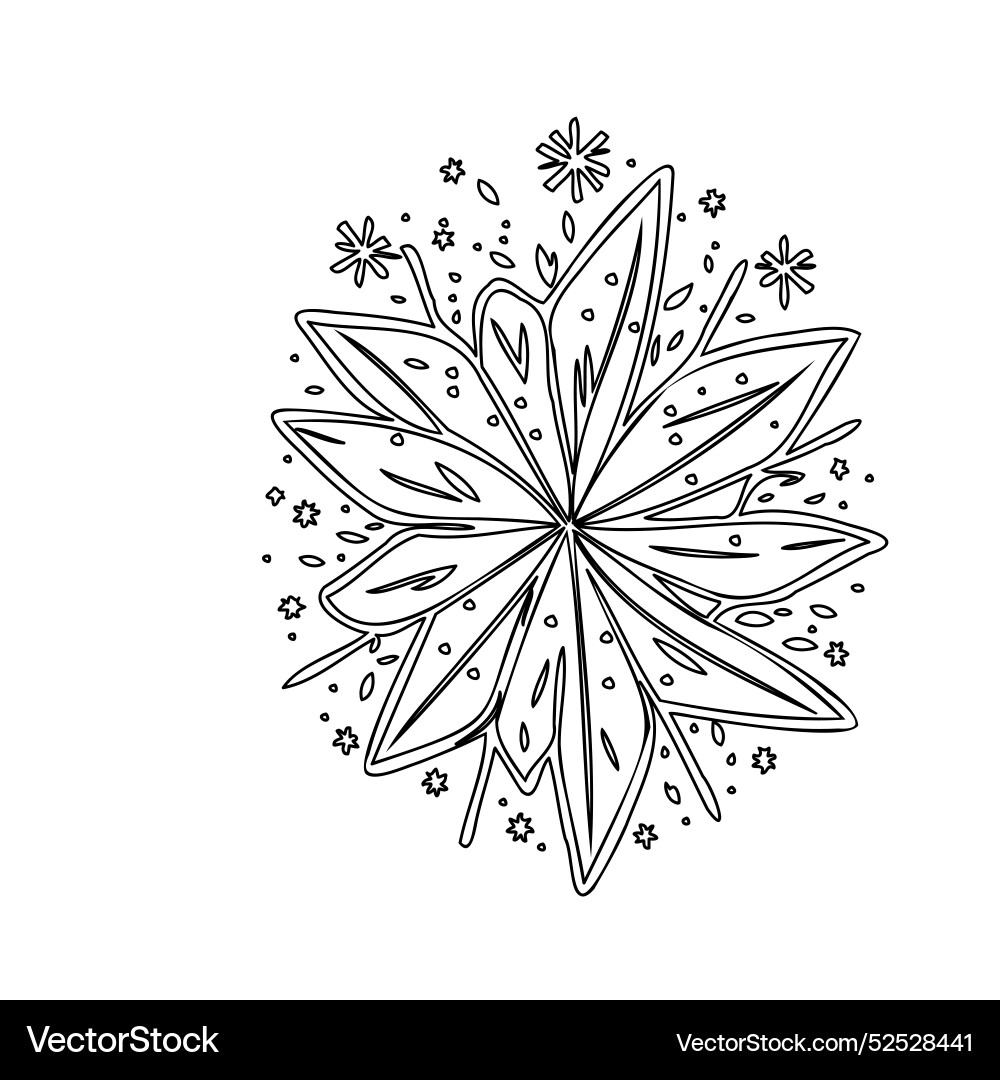 Snow flake outline sketch Royalty Free Vector Image
