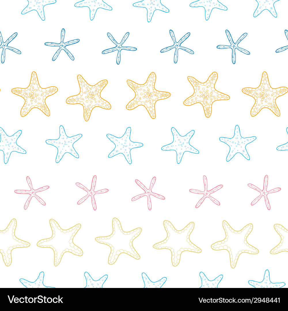 Starfish colorful line art frame seamless pattern Vector Image