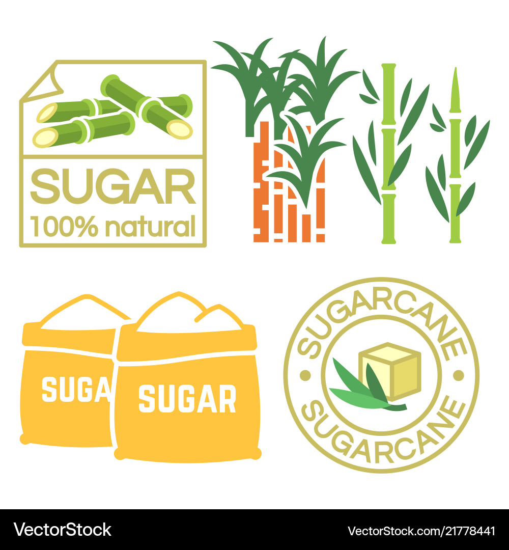 Sugar and cane labels icons Royalty Free Vector Image