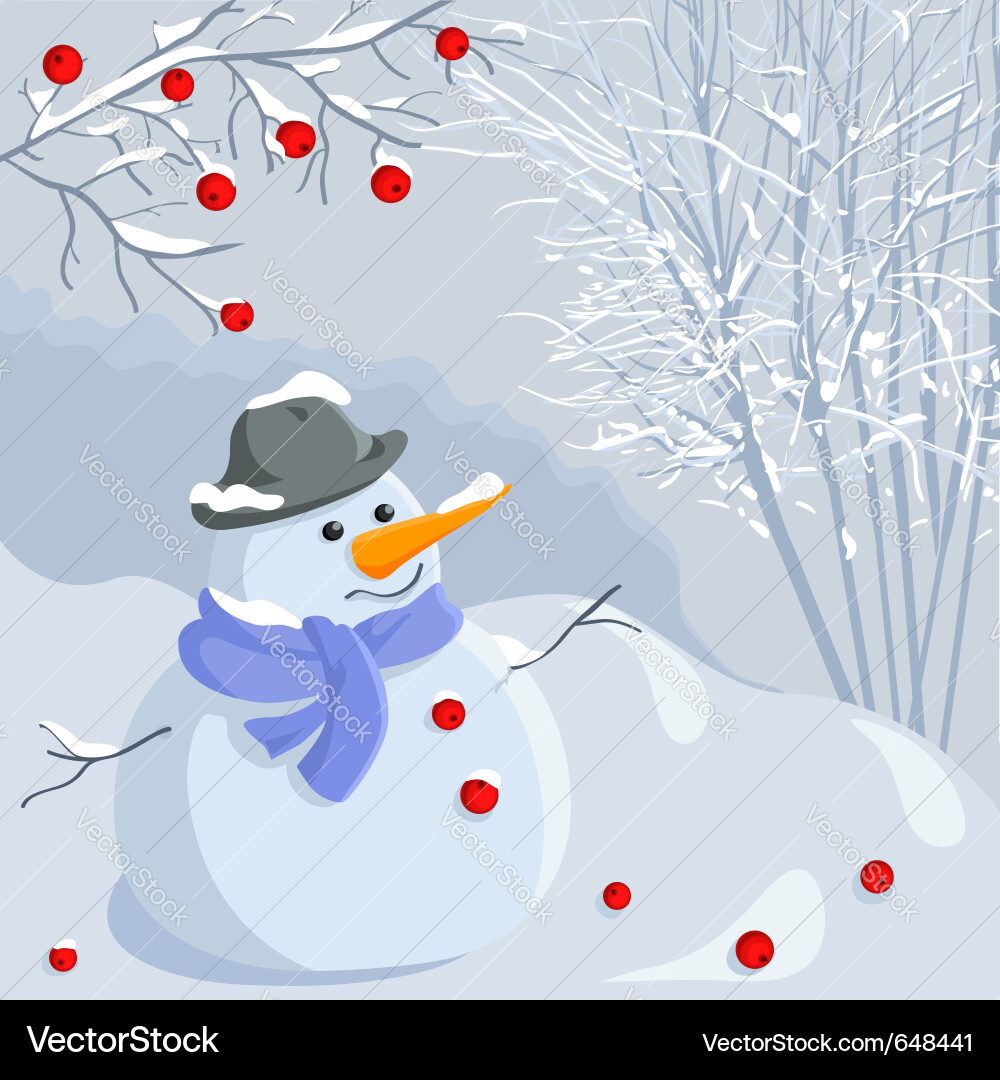 Winter Snowman Scene Royalty Free Vector Image