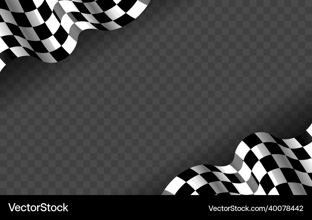 Banner with waving checkered flag along the edges Vector Image