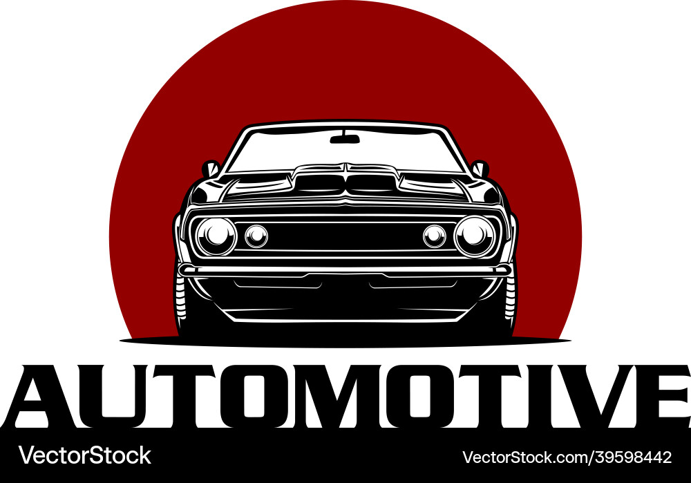 Car classic front view logo Royalty Free Vector Image