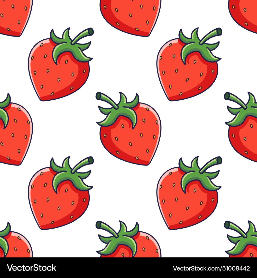 Cute red strawberry seamless pattern in doodle Vector Image