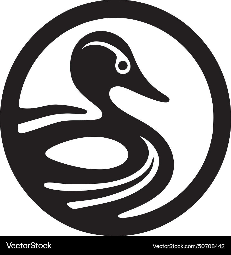 Duck - black and white Royalty Free Vector Image